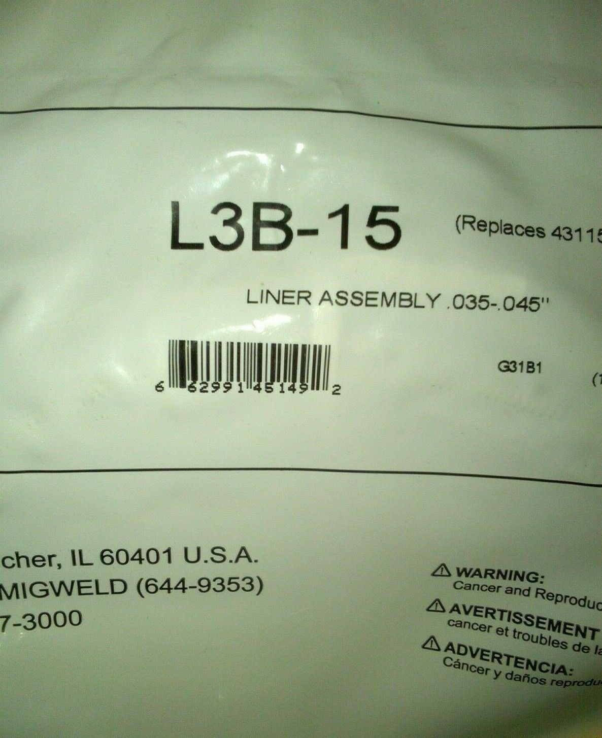 Bernard L3B-15 Liner Assembly .035 - .045 Universal Conventional ...