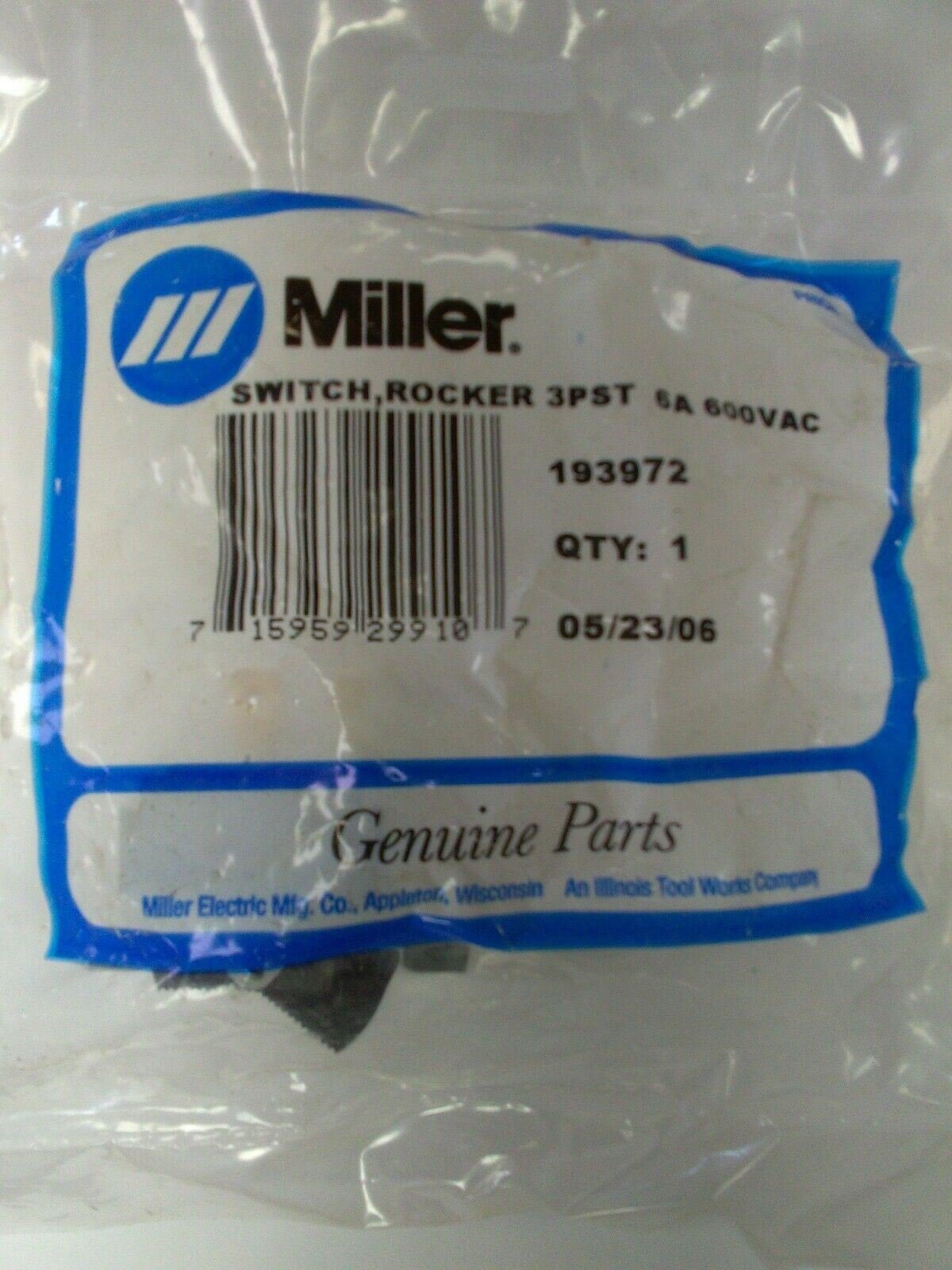 Miller 193972 Switch Rocker 3PST 6A 600VAC – Atlas Welding Supply