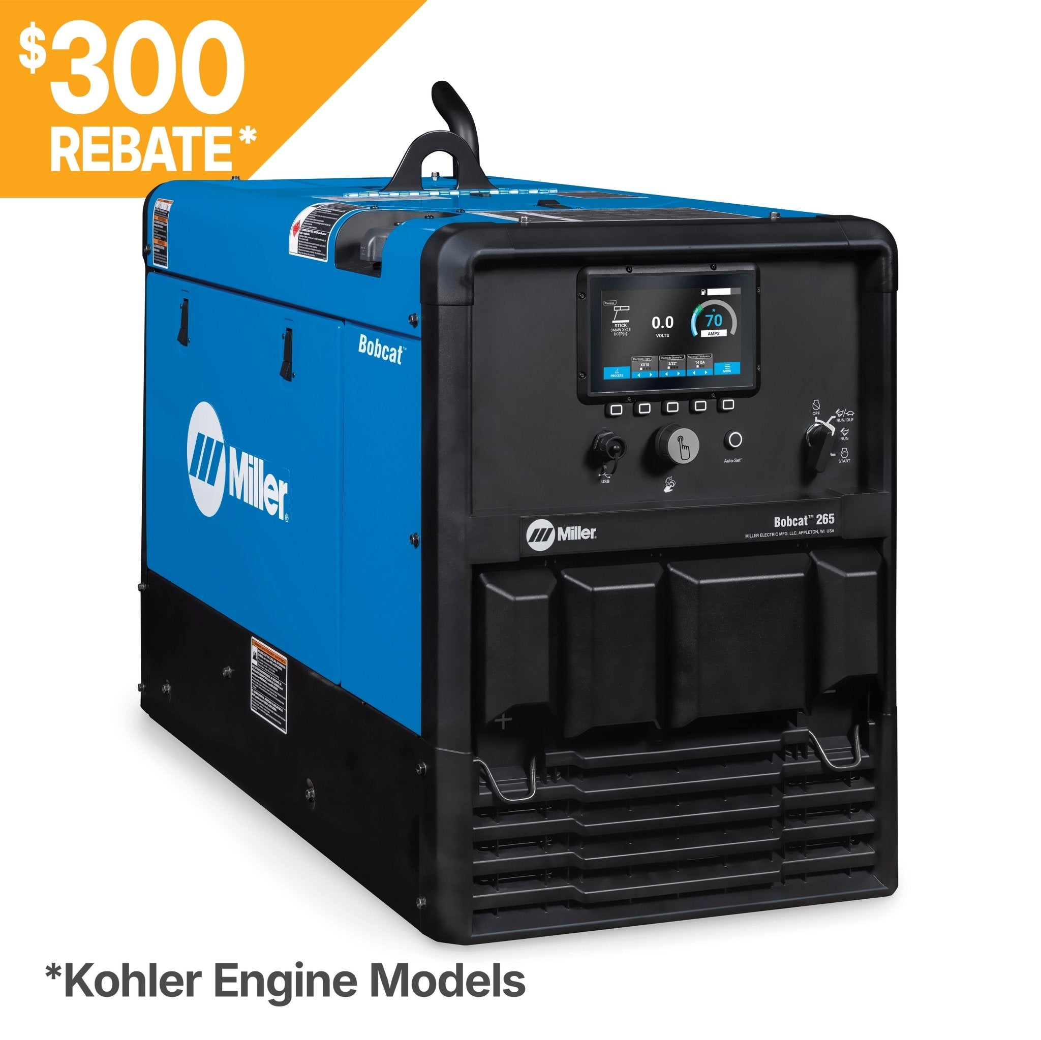 Miller Bobcat 265 Welder Generator (Kohler) ArcReach With Remote 90782 ...